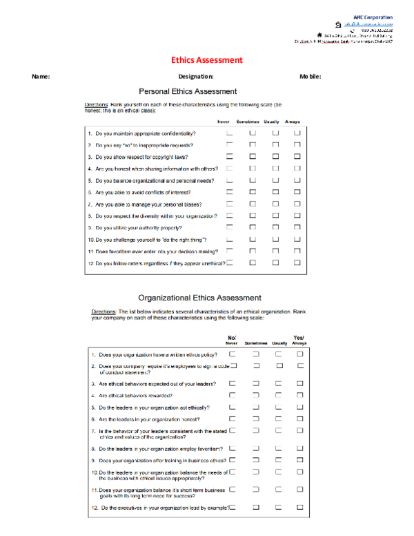 (PDF) Ethics Assessment