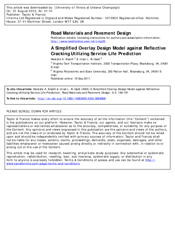 (PDF) Road Materials and Pavement Design A Simplified Overlay Design ...
