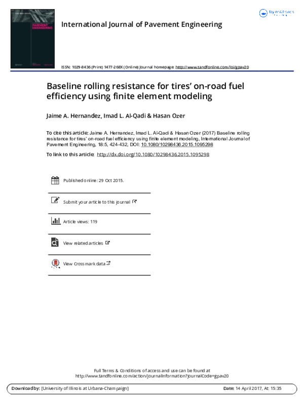 (PDF) International Journal of Pavement Engineering Baseline rolling resistance for tires' on ...