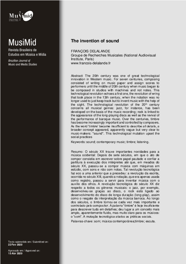 (PDF) The Invention of Sound