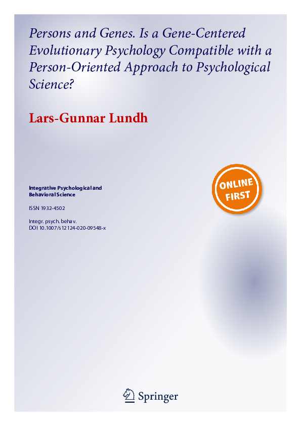 (PDF) Persons and Genes. Is a Gene-Centered Evolutionary Psychology ...