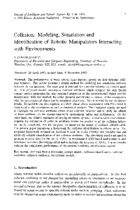 (PDF) Collision: Modeling, simulation and identification of robotic manipulators interacting ...