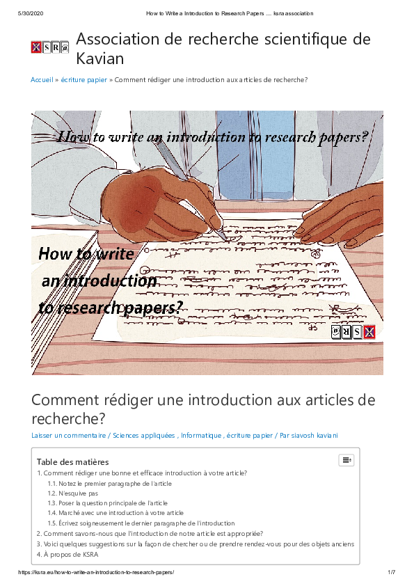 (PDF) How to Write a Introduction to Research Papers .... ksra association