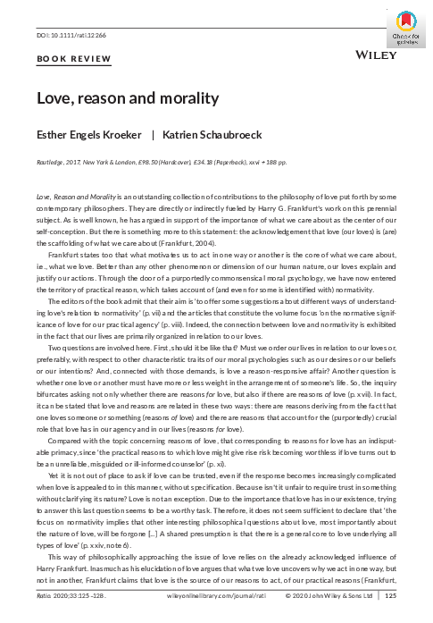 (PDF) Love, reason and morality