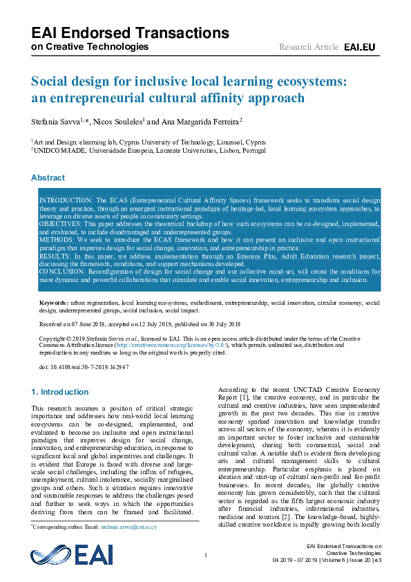 (PDF) Social design for inclusive local learning ecosystems: an ...