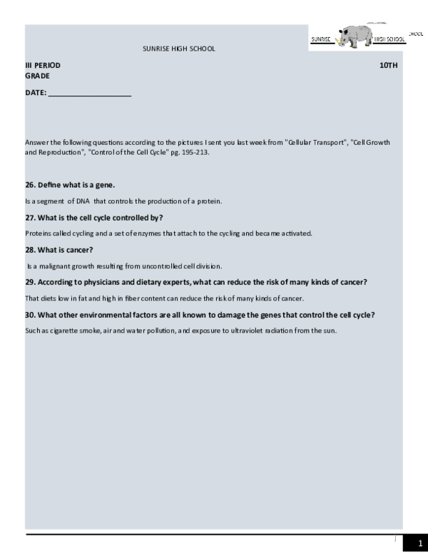 (DOC) BIOLOGY EVALUATION