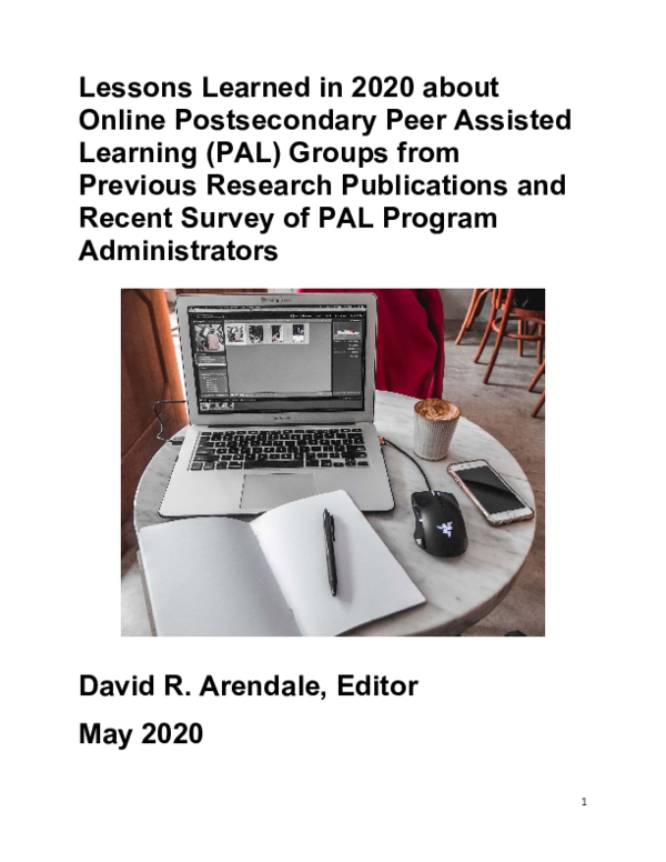 (PDF) Lessons learned in 2020 about postsecondary online peer assisted learning (PAL) groups ...