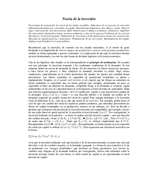 (PDF) Teoría de la inversión
