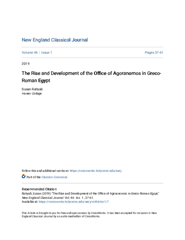 (PDF) The Rise and Development of the Office of Agoranomos in Greco ...