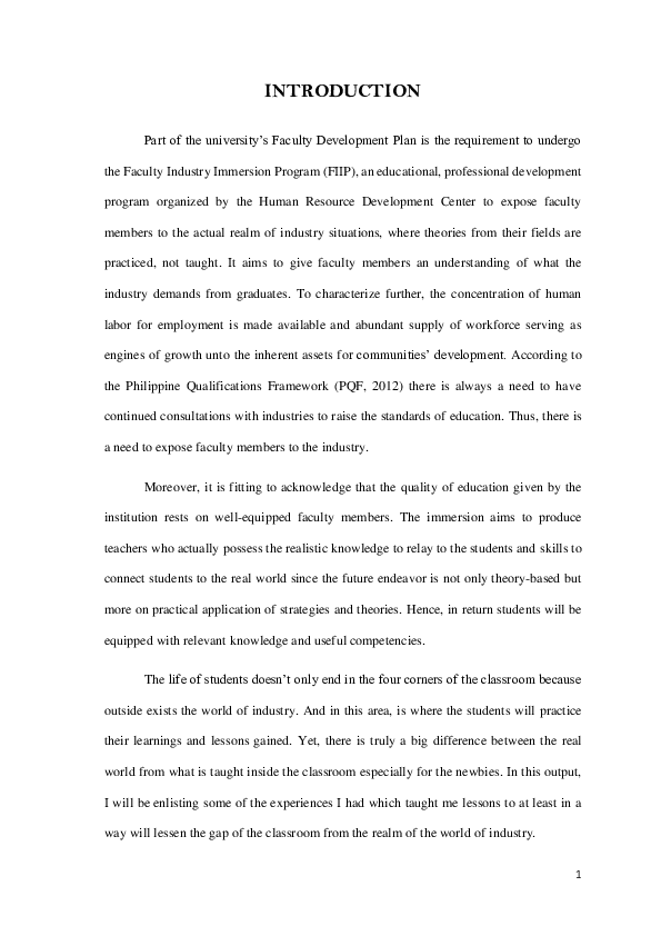 (PDF) Faculty Industry Immersion Program