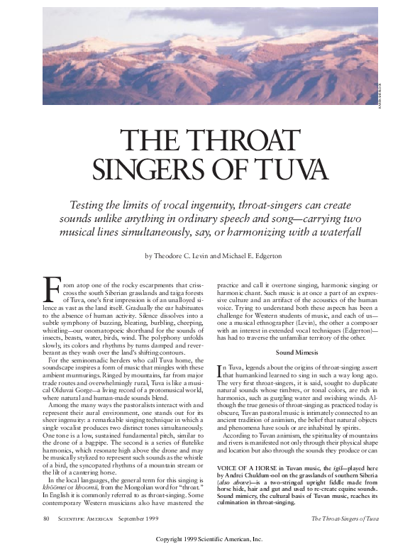 (PDF) The Throat Singers of Tuva