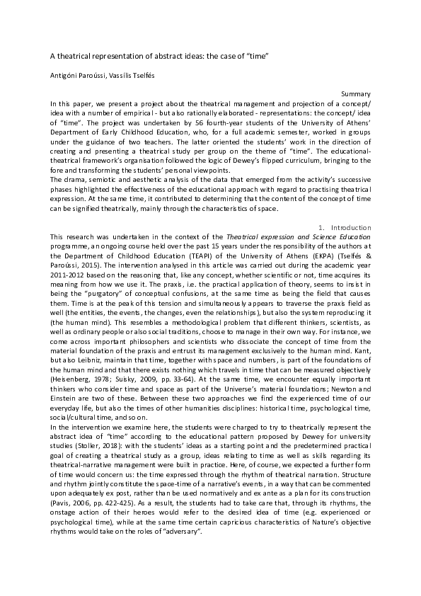 (PDF) A theatrical representation of abstract ideas: the case of “time”