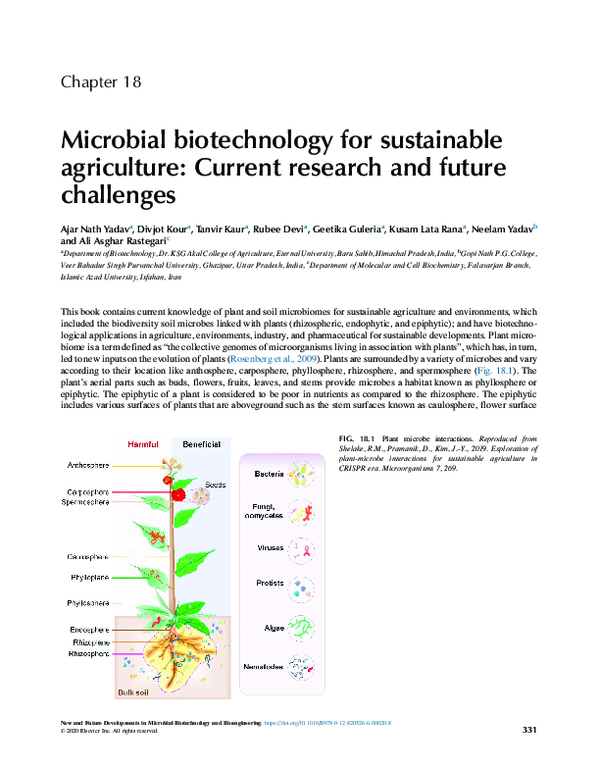 (PDF) Microbial biotechnology for sustainable agriculture: Current ...