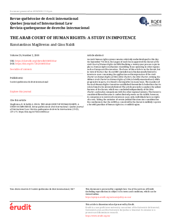 (PDF) THE ARAB COURT OF HUMAN RIGHTS