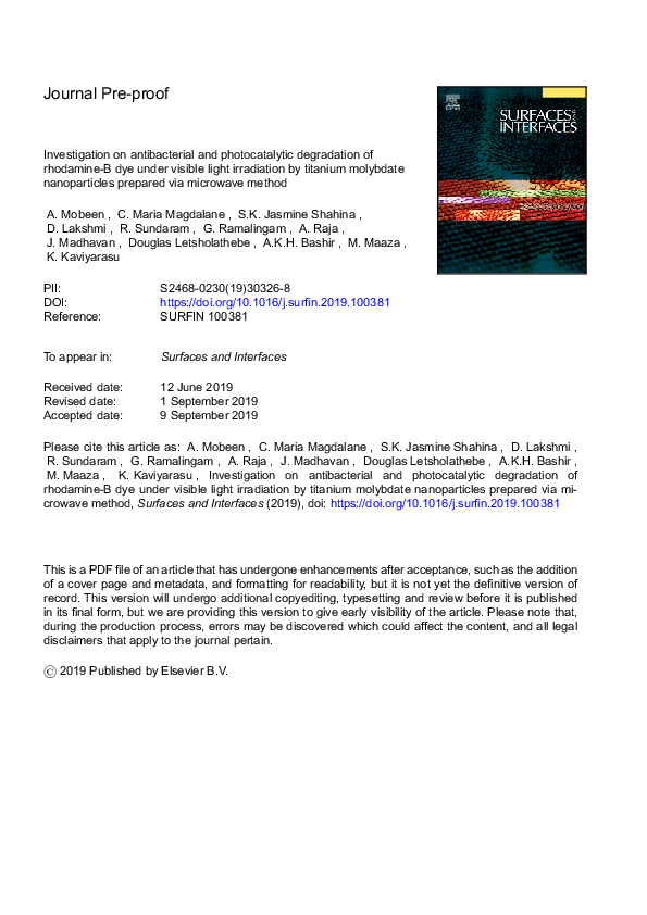 (PDF) Journal Pre-proof Investigation on antibacterial and ...