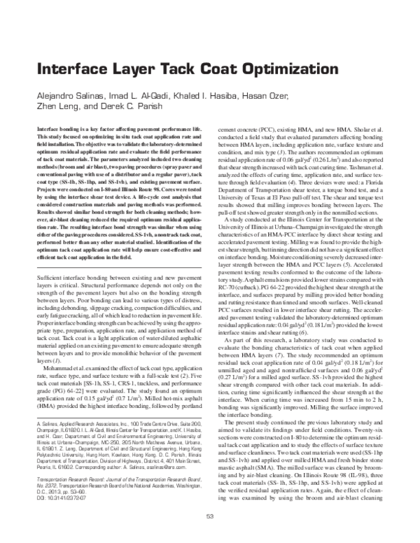 (PDF) Interface Layer Tack Coat Optimization