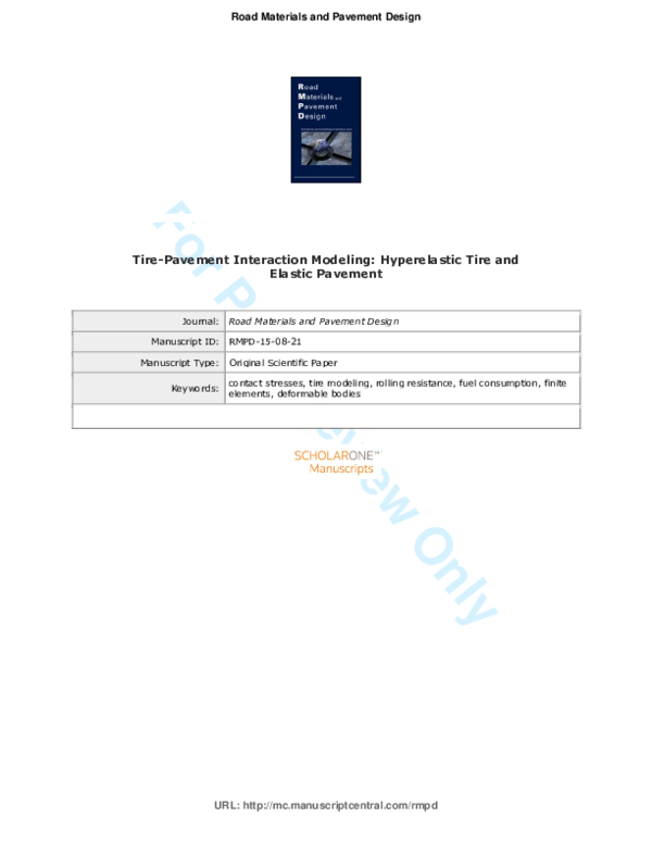 (PDF) Modeling Tire-Pavement Interaction: Hyperelastic and Elastic Properties