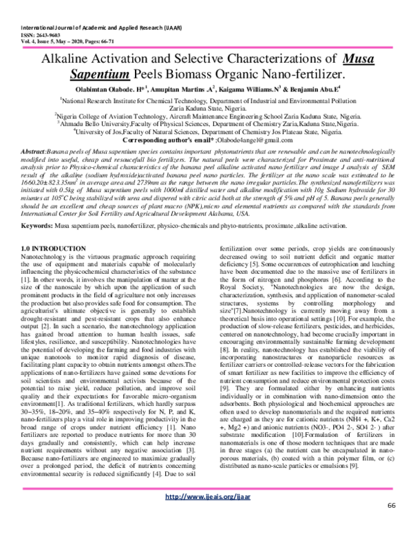 (PDF) Alkaline Activation and Selective Characterizations of Musa ...