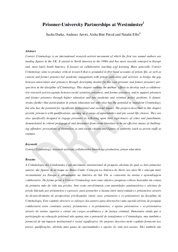 (PDF) Prisoner-University Partnerships at Westminster