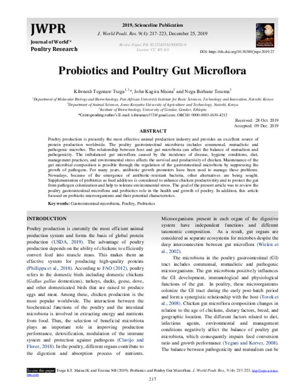 (PDF) Probiotics and Poultry Gut Microflora