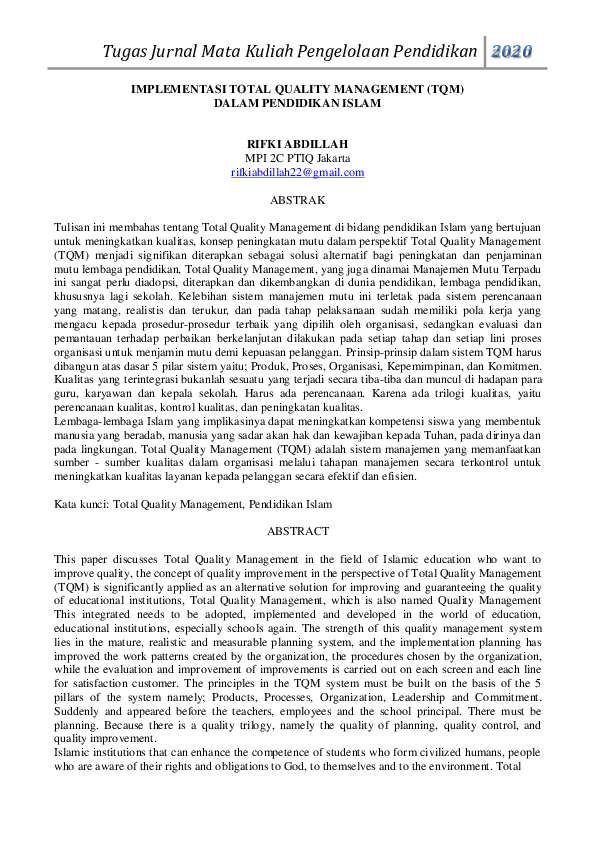 (PDF) . Implementasi Total Quality Management TQM