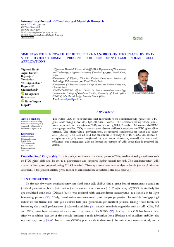 (PDF) SIMULTANEOUS GROWTH OF RUTILE TiO2 NANOROD ON FTO PLATE BY ...