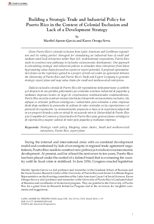 (PDF) Building a Strategic Trade and Industrial Policy for Puerto Rico ...