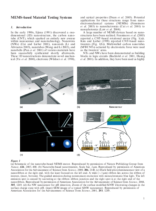 (PDF) MEMS Based Material Testing Systems