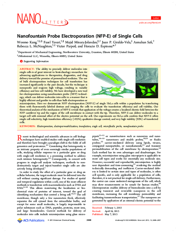 (PDF) Nanofountain Probe Electroporation (NFP-E) of Single Cells