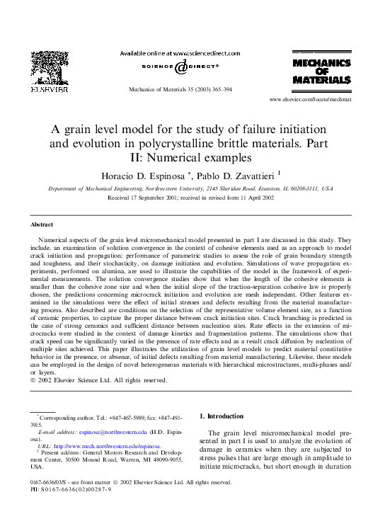 (PDF) A Grain Level Model for the Study of Failure Initiation and Evolution in Polycrystalline ...