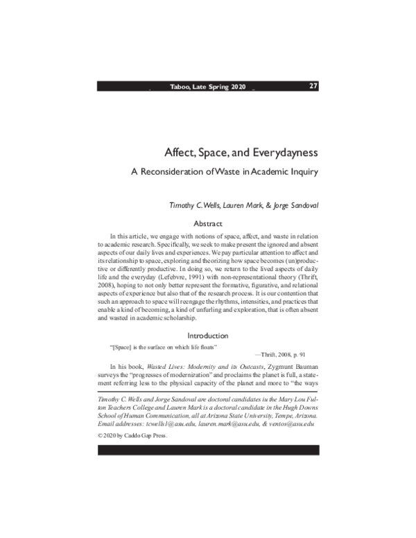 (PDF) Affect, Space, and Everydayness A Reconsideration of Waste in ...