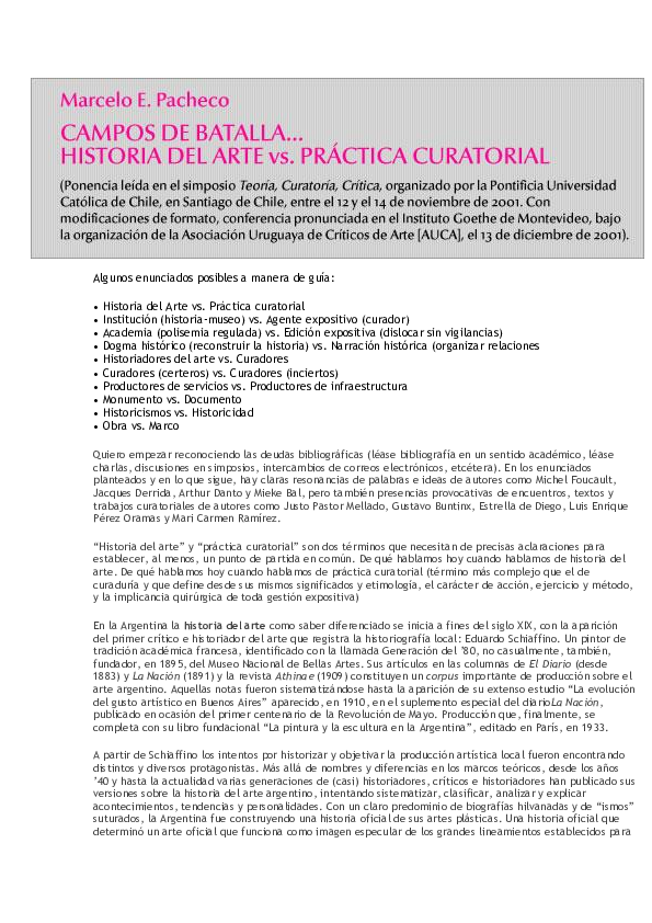 (PDF) PACHECO Historia del Arte vs Practica Curatorial20200601 67433 oup9mf