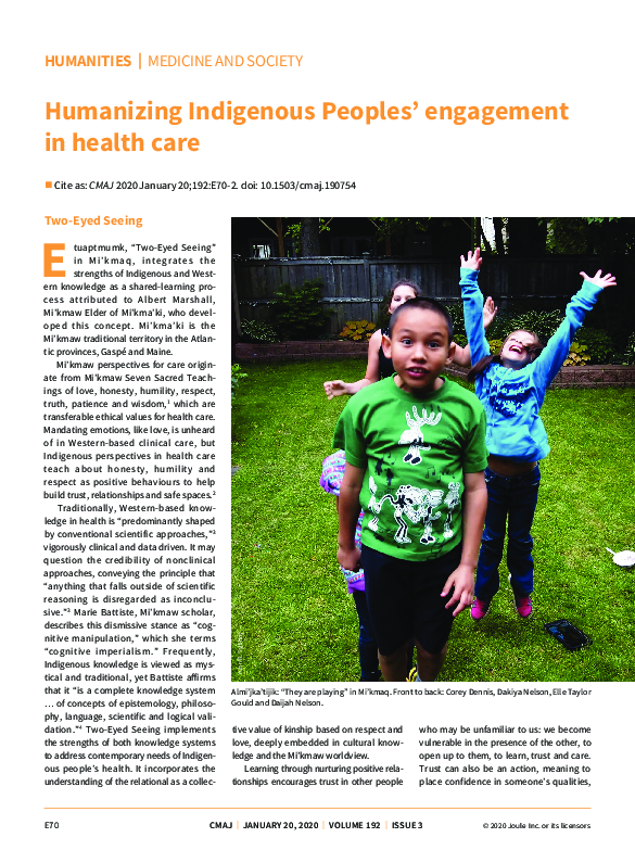 (PDF) Humanizing Indigenous Peoples’ engagement in health care