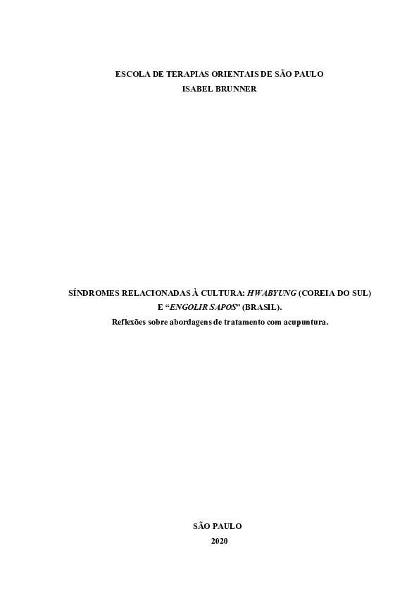 (PDF) SÍNDROMES RELACIONADAS À CULTURA: HWABYUNG (COREIA DO SUL