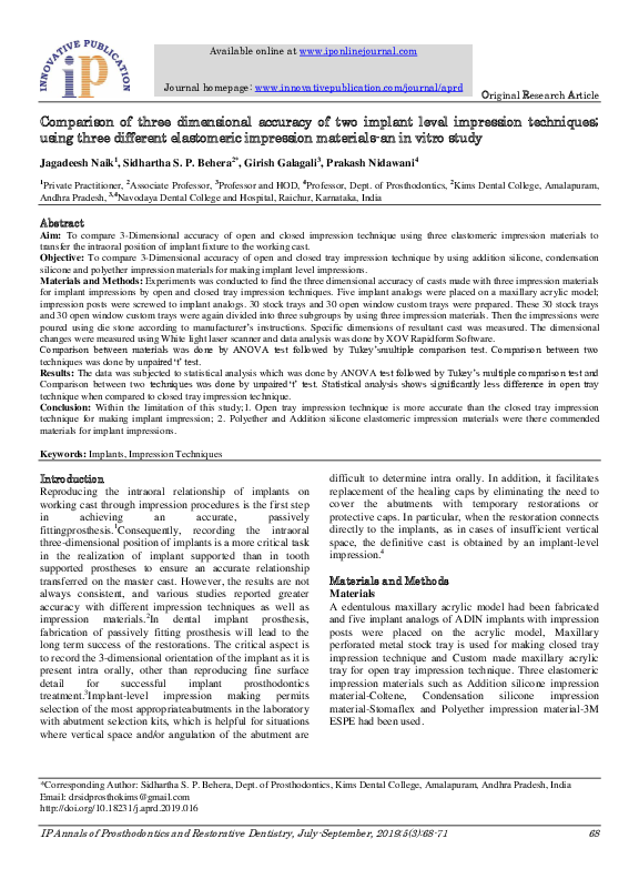 (PDF) Comparison of three dimensional accuracy of two implant level ...