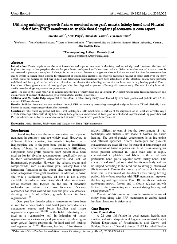 (PDF) Utilizing autologous growth factors enriched bone graft matrix ...