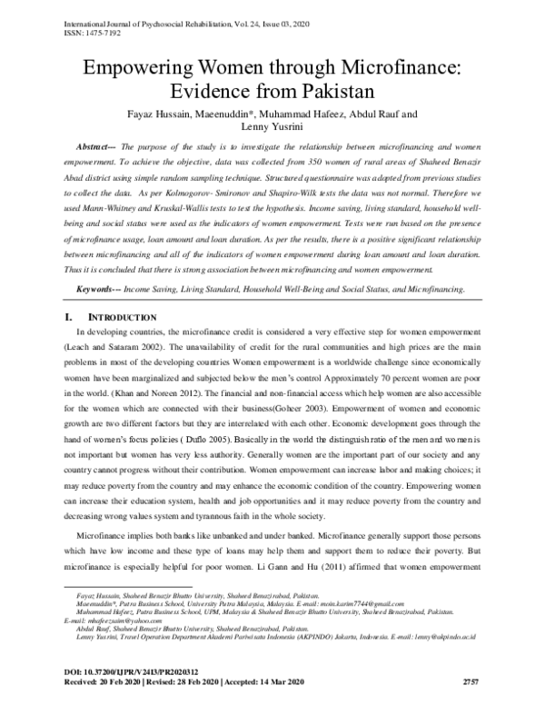 (PDF) Empowering Women through Microfinance