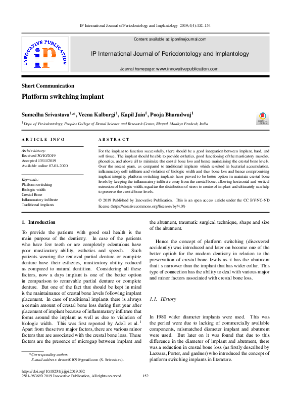 (PDF) Platform switching implant