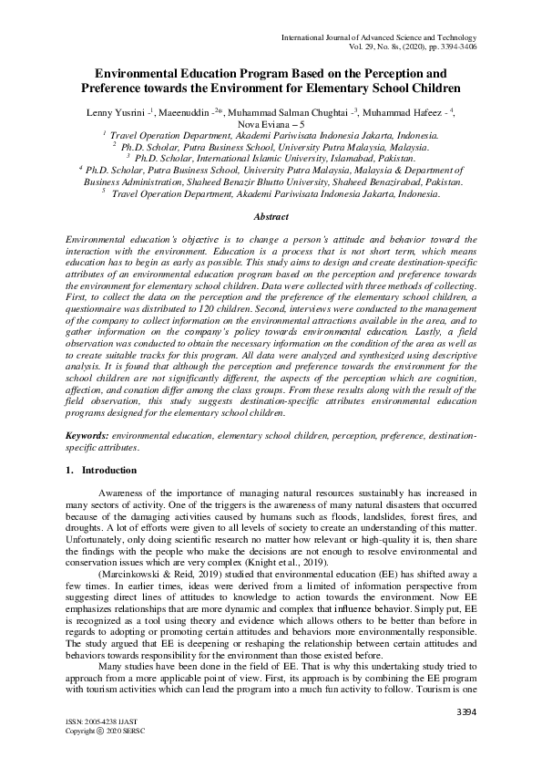 (PDF) Environmental Education Program Based on the Perception and ...
