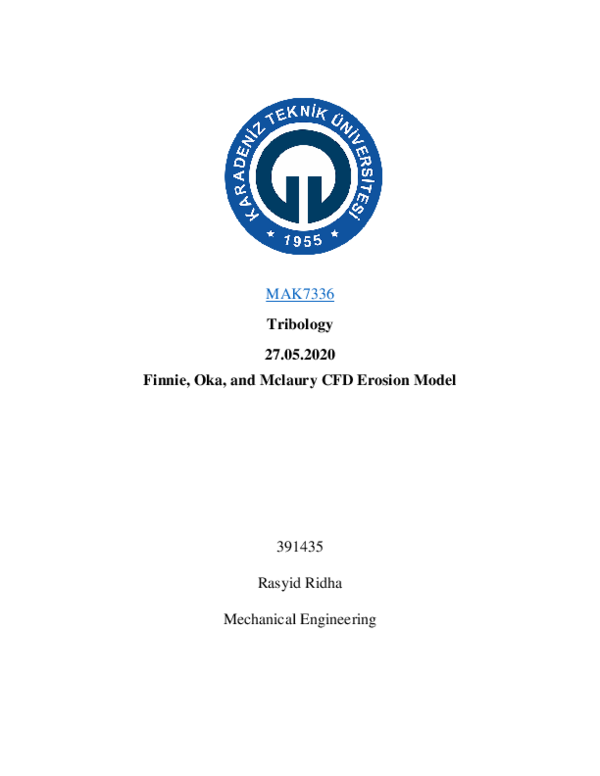 (PDF) Finnie, OKA, and Mclaury erosion Model
