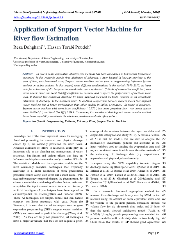 (PDF) Application of Support Vector Machine for River flow Estimation