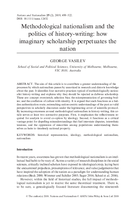 (PDF) Methodological nationalism and the politics of history-writing ...