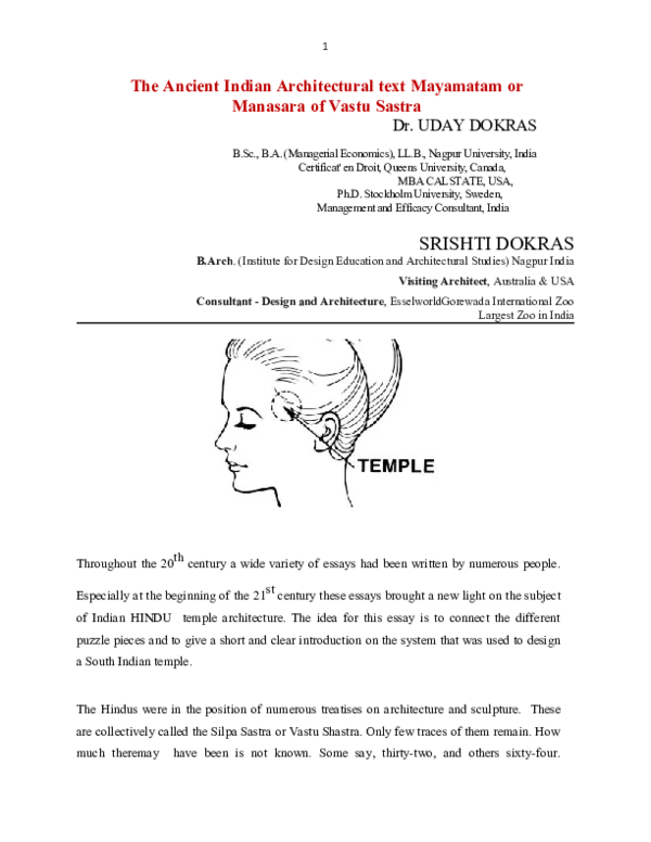 (DOC) The Ancient Indian Architectural text Mayamatam or Manasara of ...