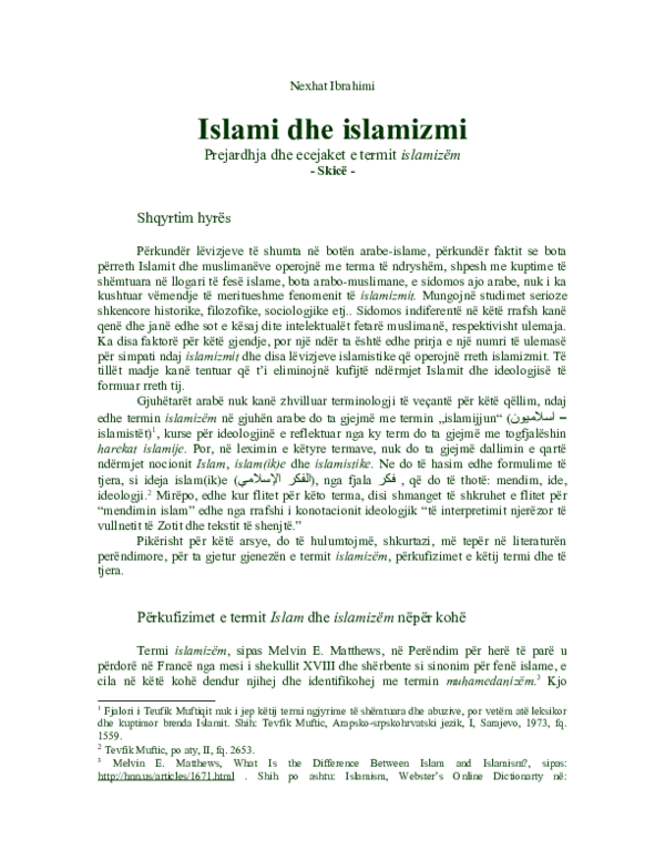 (DOC) Islami dhe Islamizmi