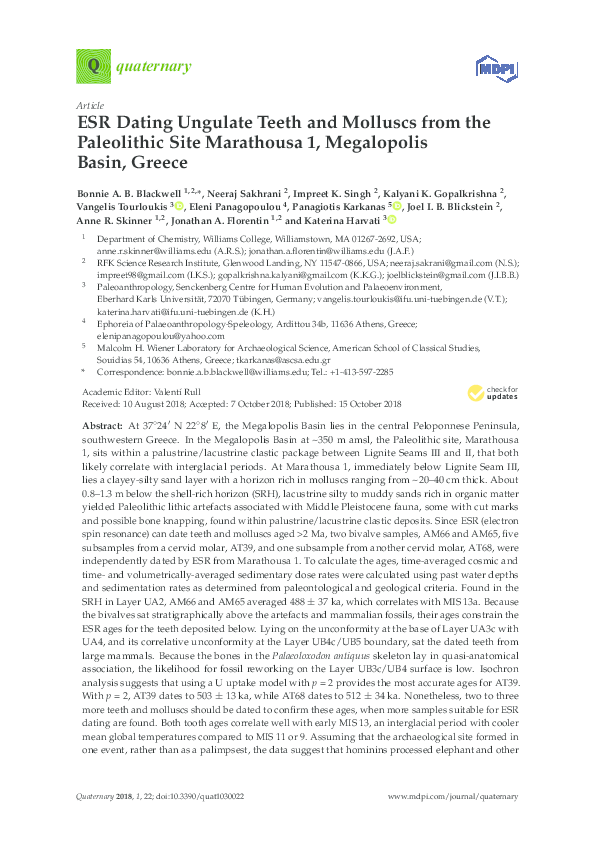 (PDF) ESR Dating Ungulate Teeth and Molluscs from the Paleolithic Site ...