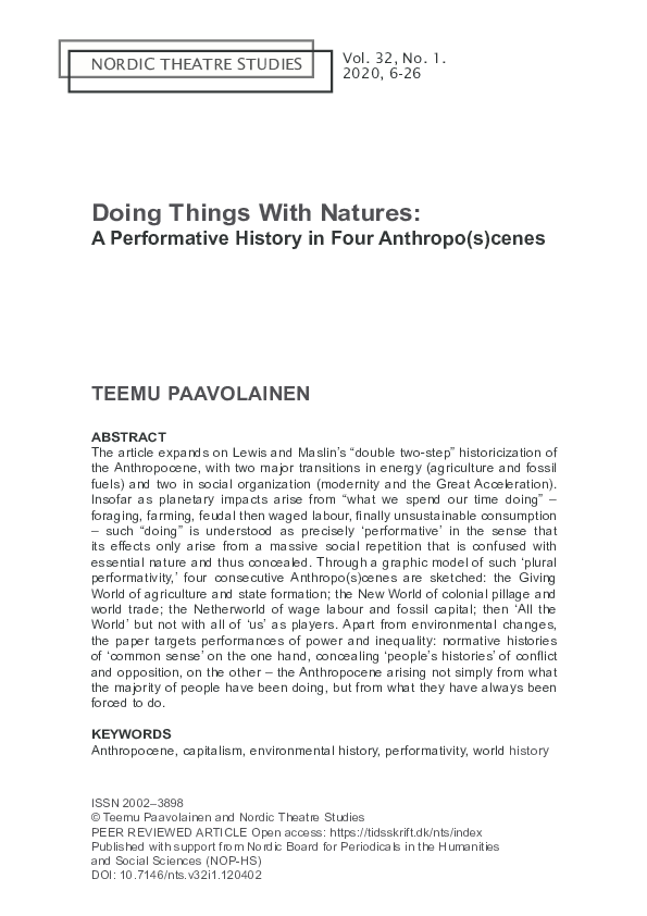 (PDF) Doing Things With Natures: A Performative History in Four ...