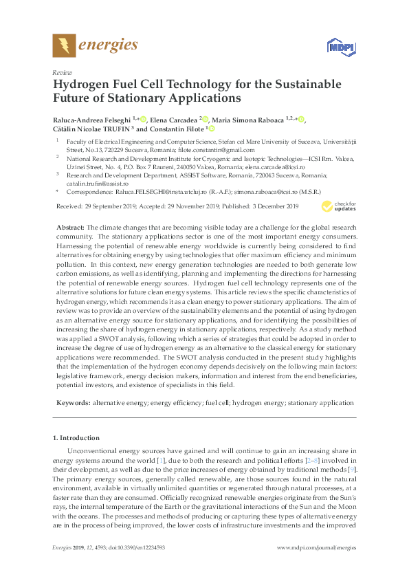 (PDF) Hydrogen Fuel Cell Technology for the Sustainable Future of ...