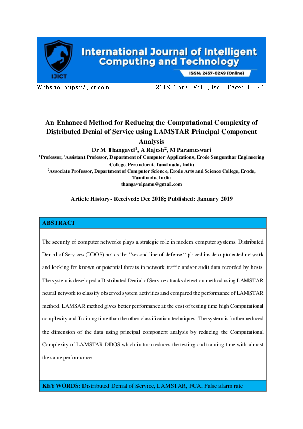 (PDF) An Enhanced Method for Reducing the Computational Complexity of Distributed Denial of ...