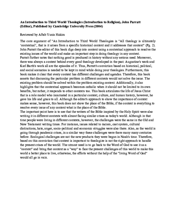 (DOC) An Introduction to the Third World Theologies by John Parratt ...