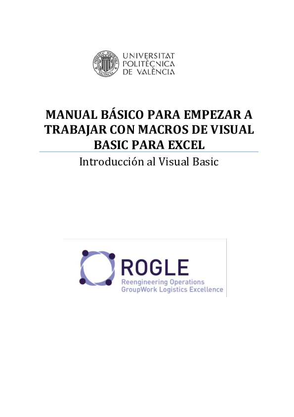 (PDF) MANUAL BÁSICO PARA EMPEZAR A TRABAJAR CON MACROS DE VISUAL BASIC PARA EXCEL Introducción ...